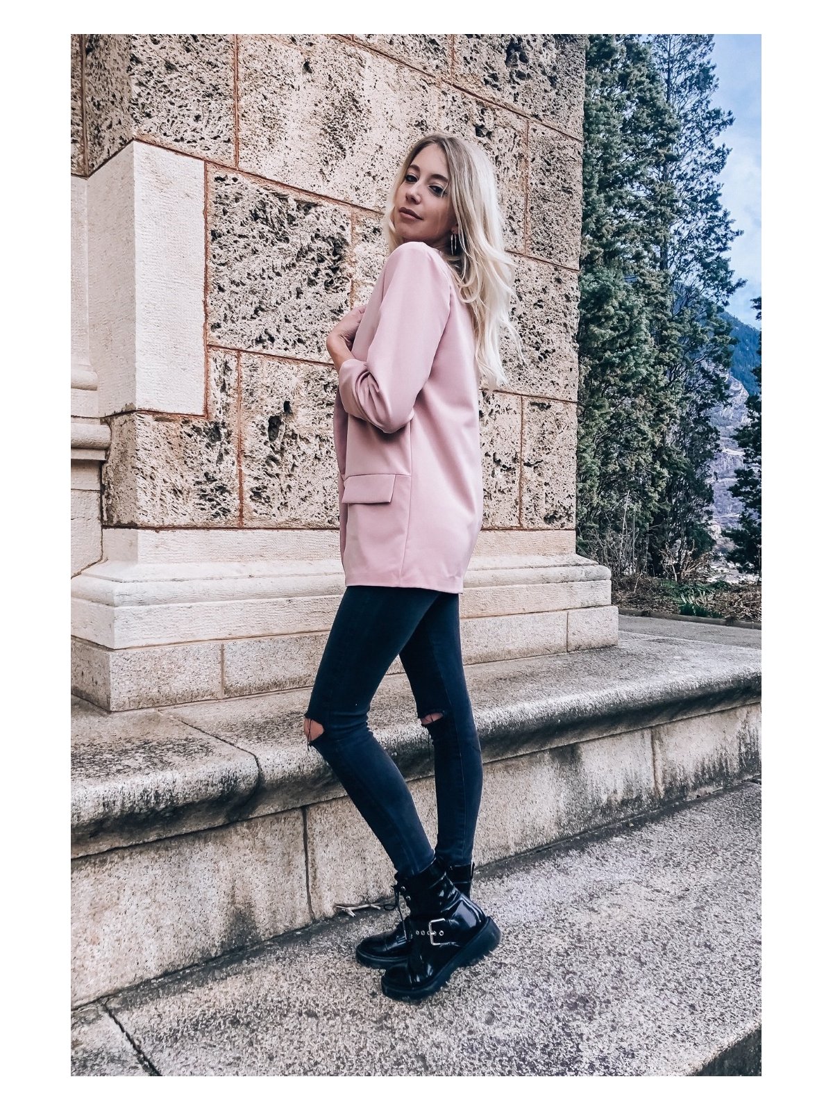 Long blazer rose poudré