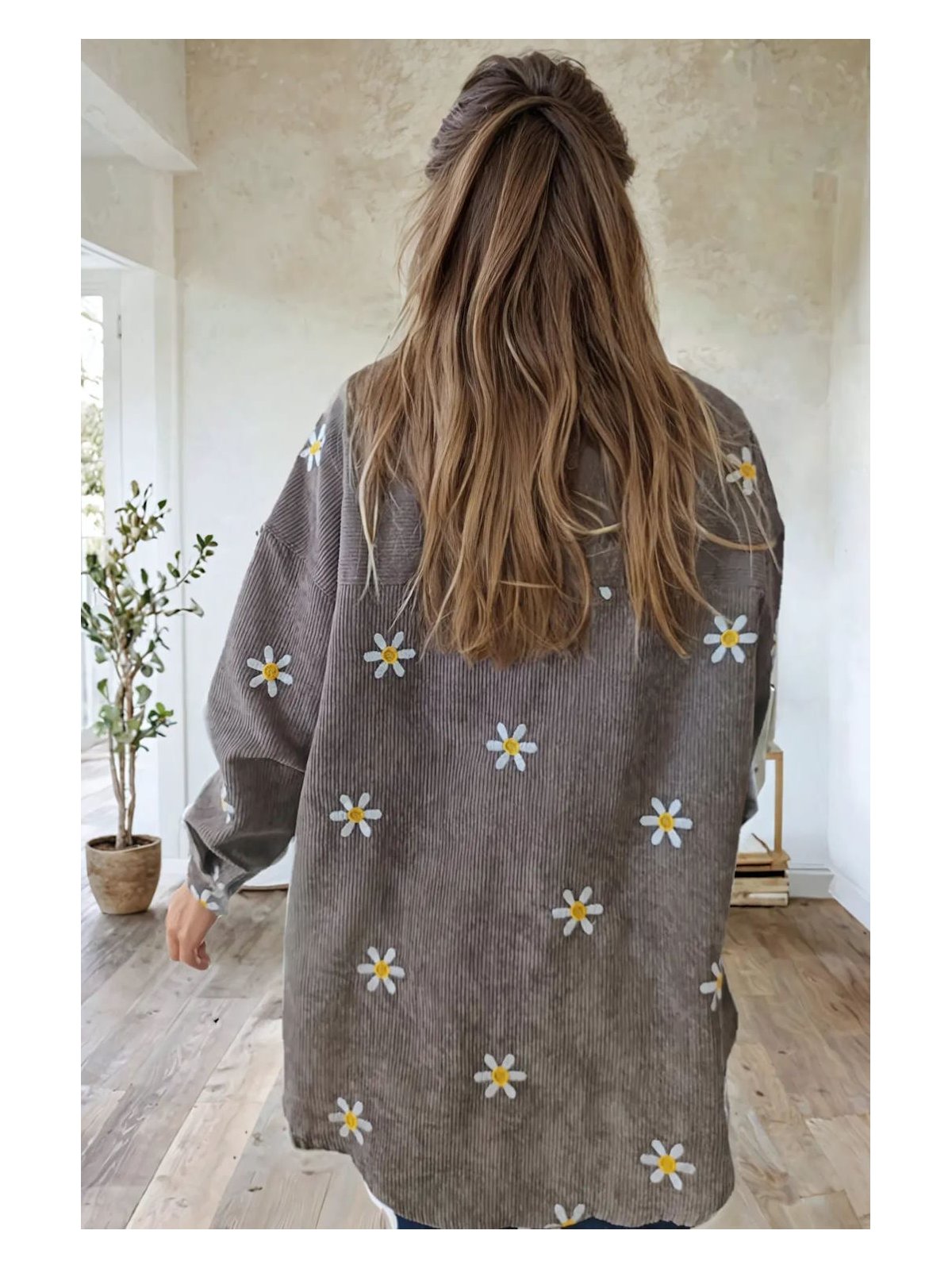 Surchemise en velours avec imprimé fleurs